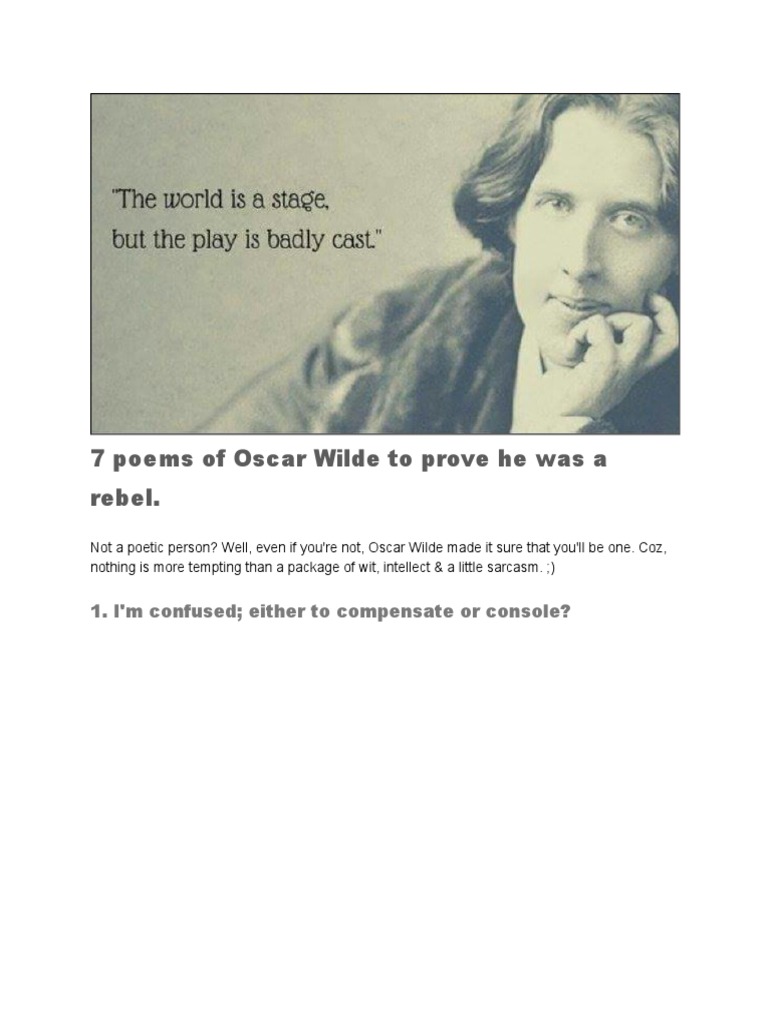 7 Poems of Oscar Wilde To Prove He Was A Rebel.: 1. I'm Confused Either ...
