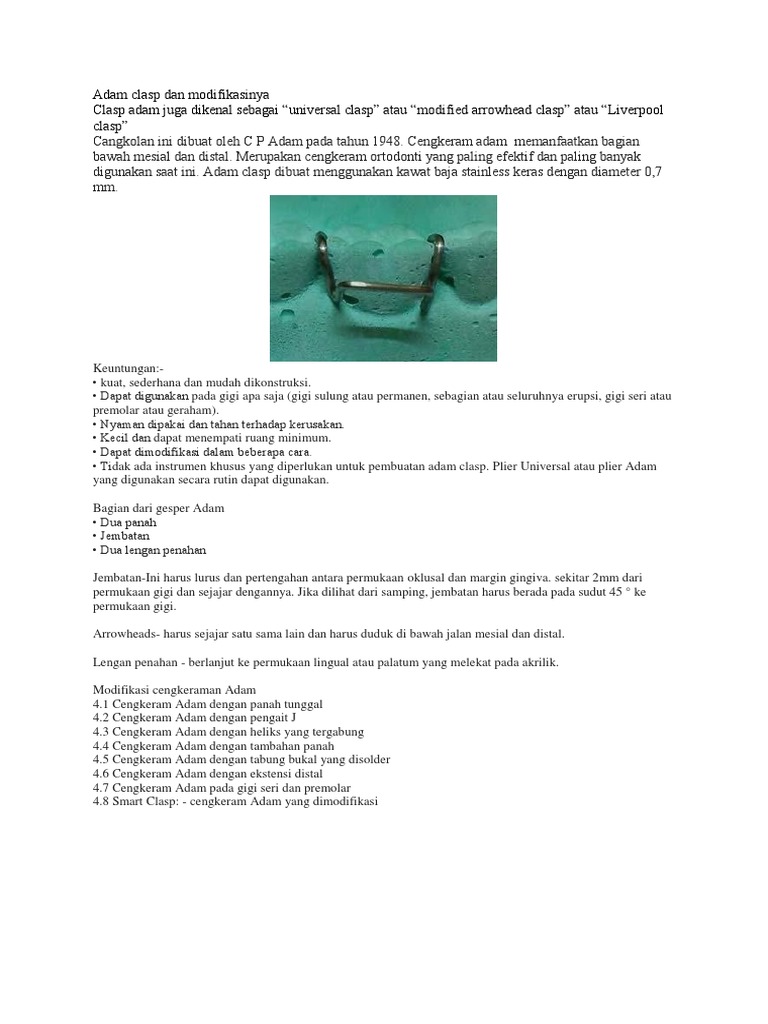Adam Clasp Dan Modifikasinya | PDF