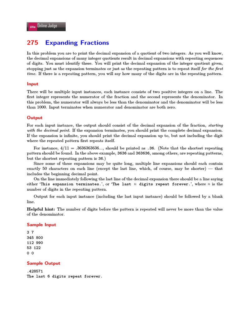 Expanding Fractions: Input | PDF | Decimal | Fraction (Mathematics)