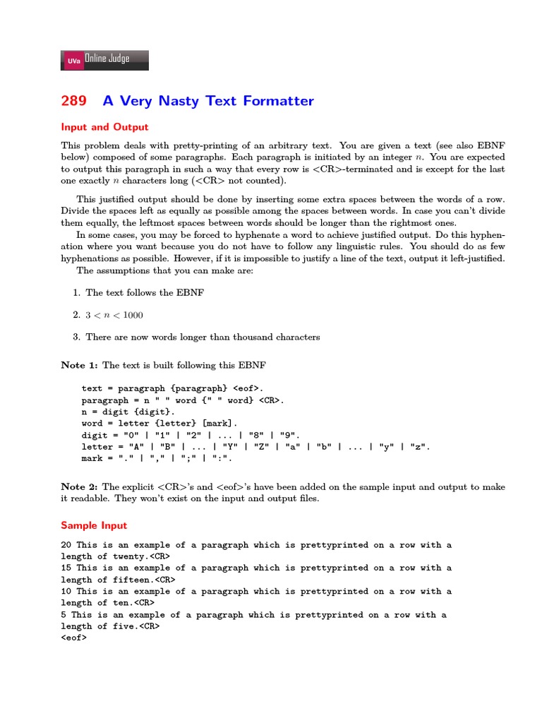 A Very Nasty Text Formatter: Input and Output | PDF | Paragraph ...