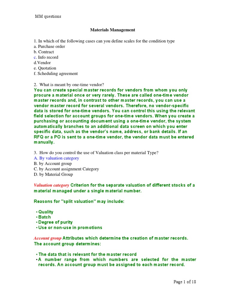 MM Questions | PDF | Invoice | Debits And Credits