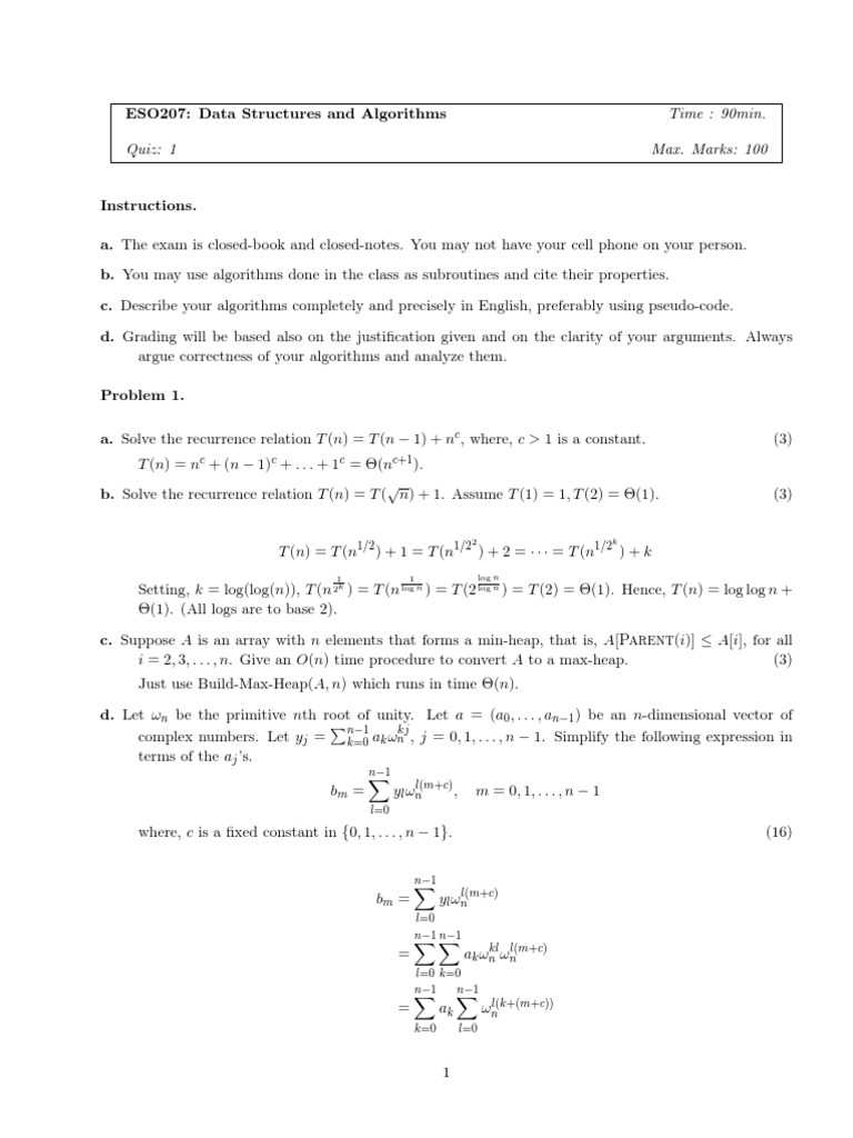 q1 Soln | PDF | Algorithms | Discrete Mathematics