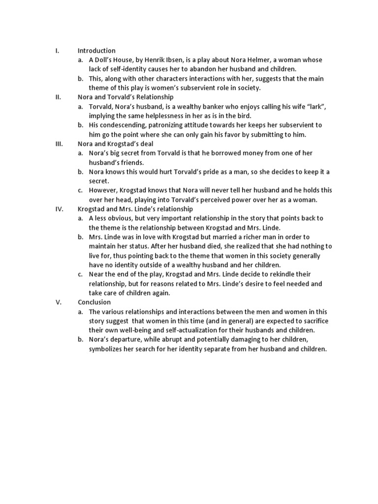 An Analysis of Themes in A Doll's House | PDF | A Doll's House