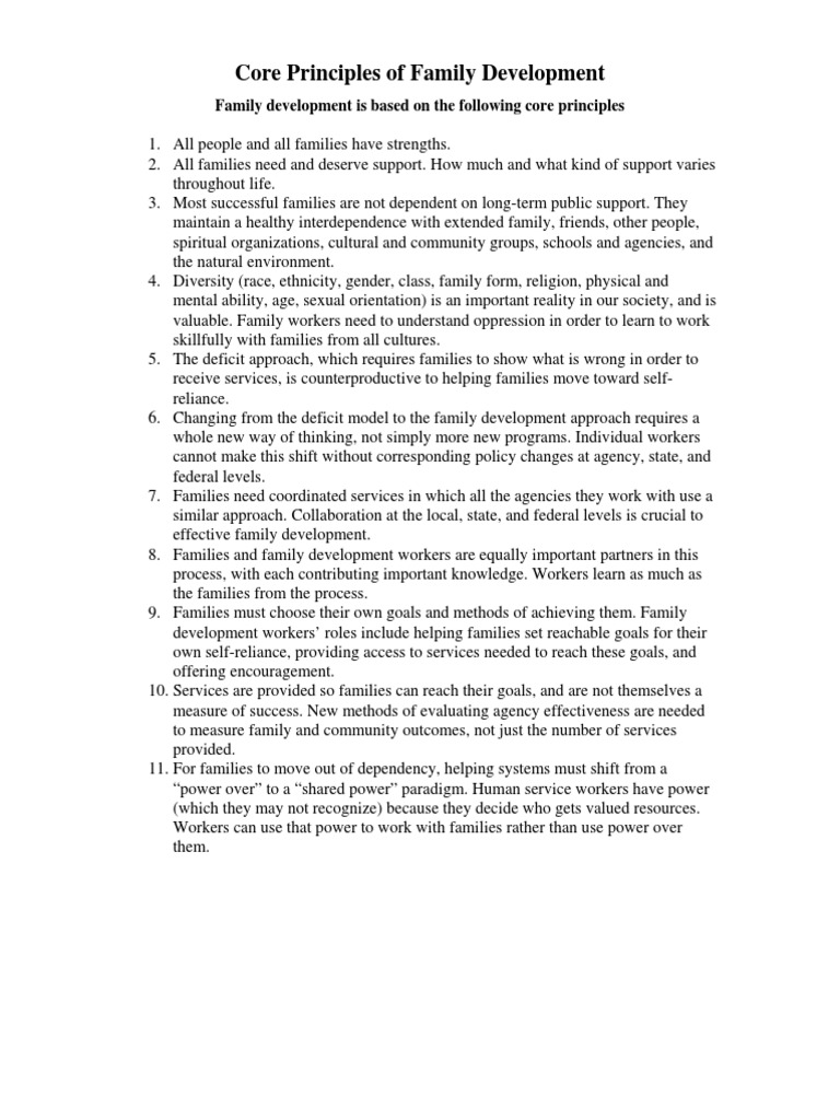 Core Principles of Family Development: Promoting Strengths, Diversity ...