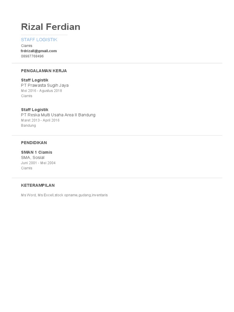 Ferdian R. (Jooble - CV) PDF | PDF