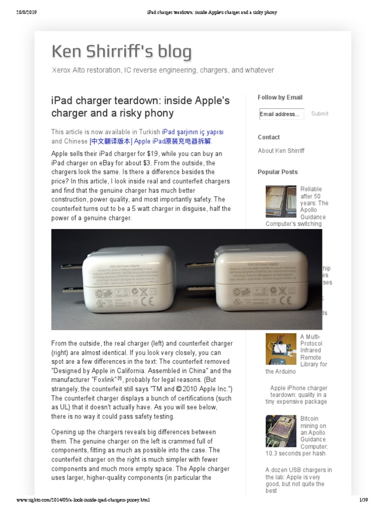 Ipad Charger Teardown - Inside Apple's Charger and A Risky Phony | PDF ...