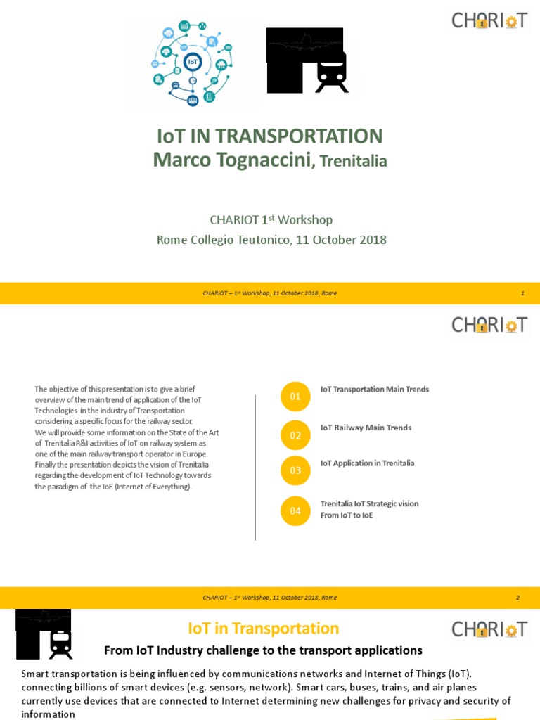 CHARIOT 1st Workshop - IoT in Transportation Area | PDF | Internet Of ...