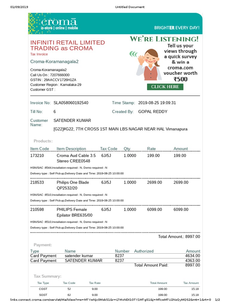 Croma | PDF | Services (Economics) | Payments