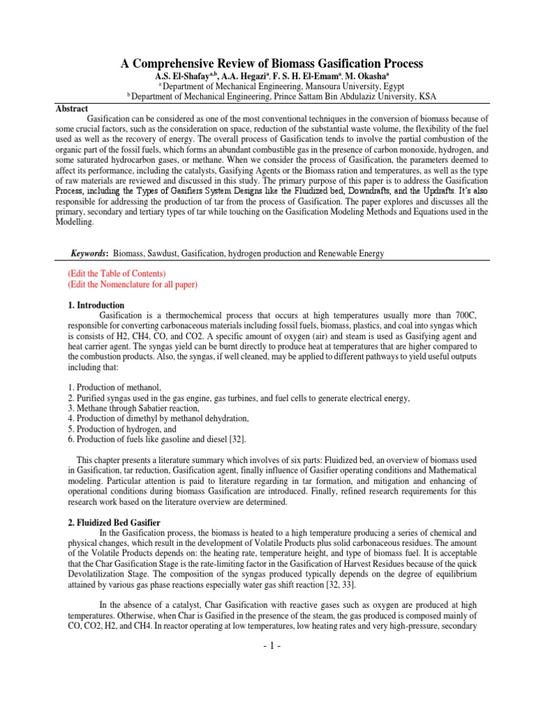 Biomass Gasification Process | PDF | Gasification | Fluidization