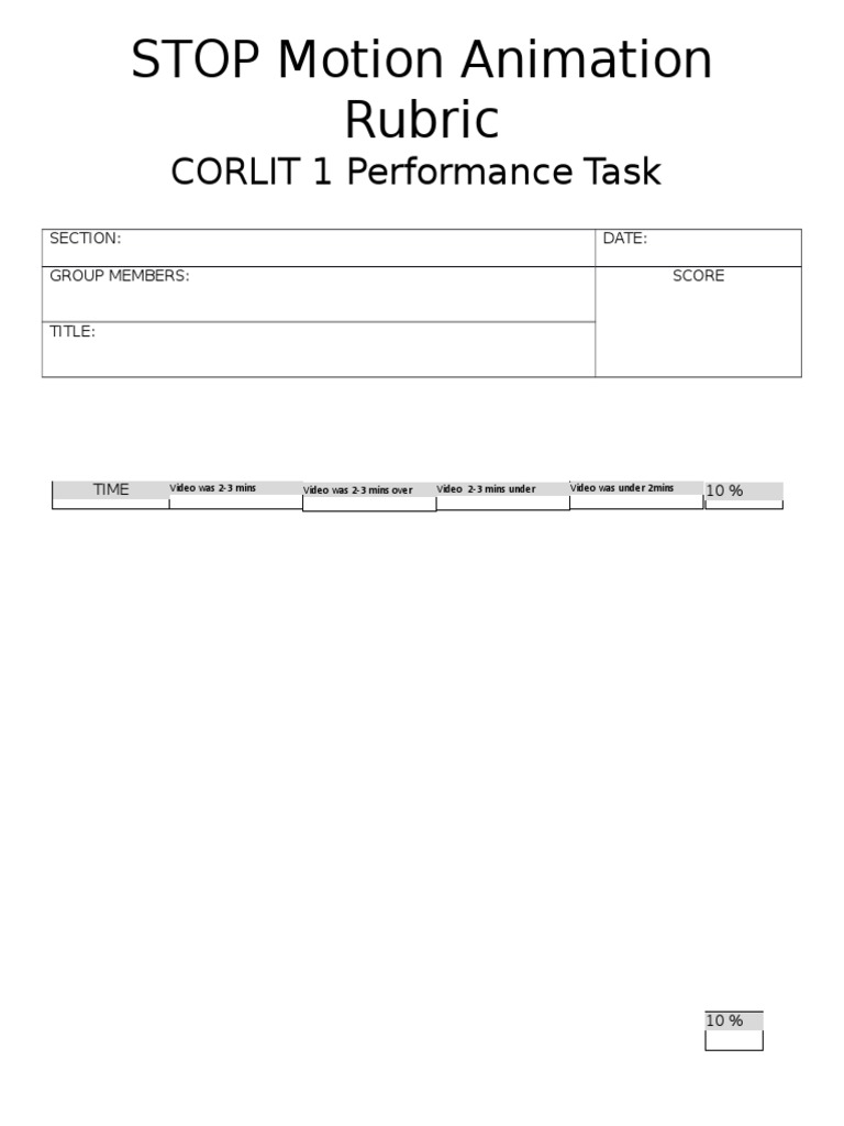 Stop Motion Animation Rubric | PDF