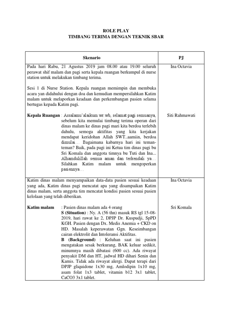 Role Play SBAR | PDF
