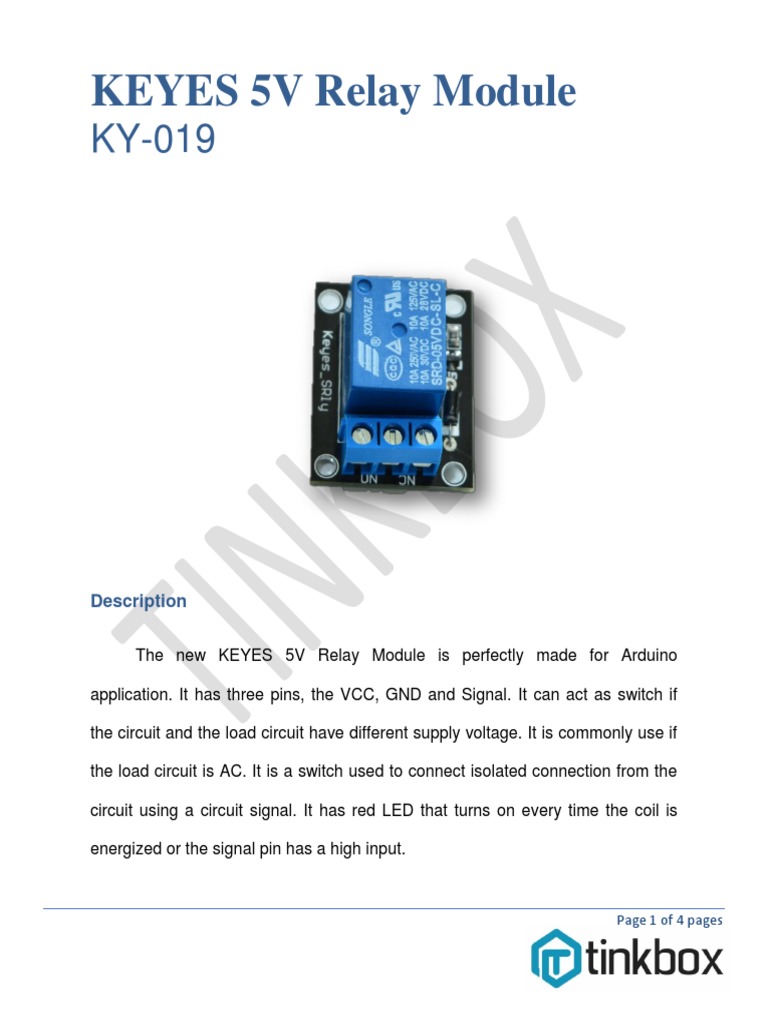 Keyes - 5v Relay Module Ky-019 | PDF
