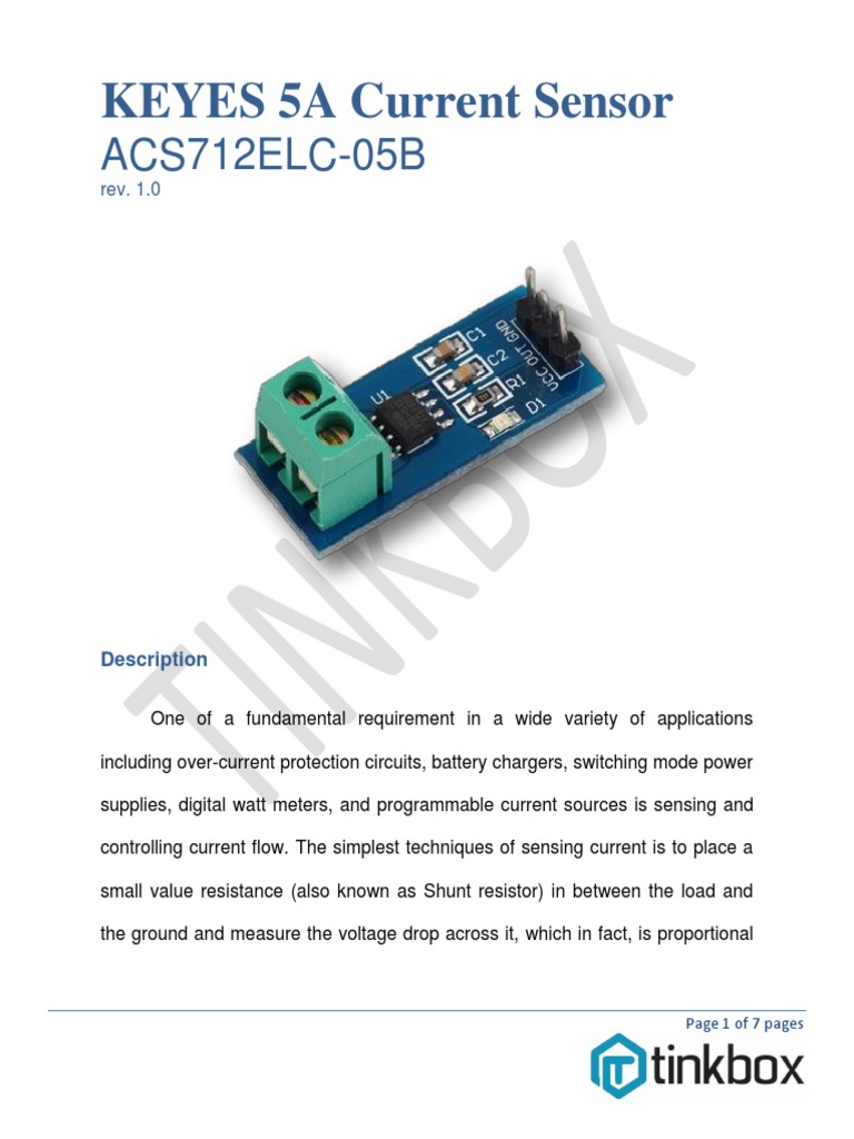 Keyes - Acs712elc-05b 5a Current Sensor Module | PDF | Sensor ...