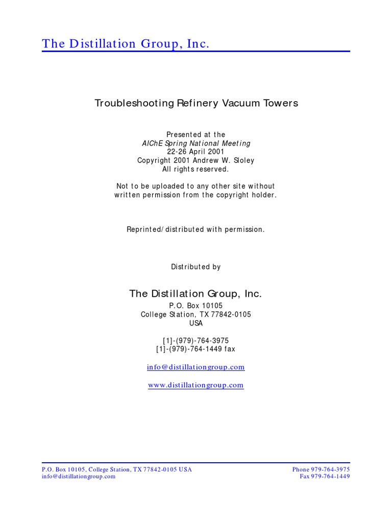 Troubleshooting Refinery Vacuum Tower | PDF | Cracking (Chemistry) | Vacuum
