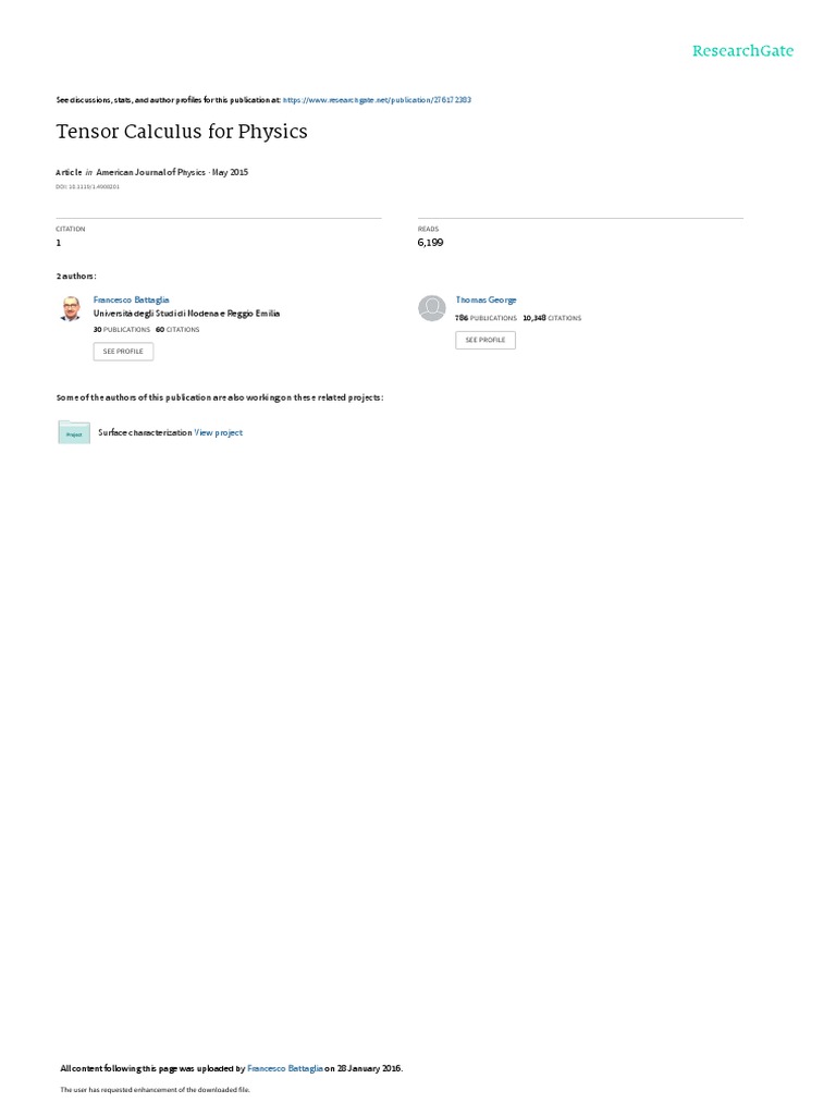 Tensor Calculus For Physics Pdf Causality Field Physics