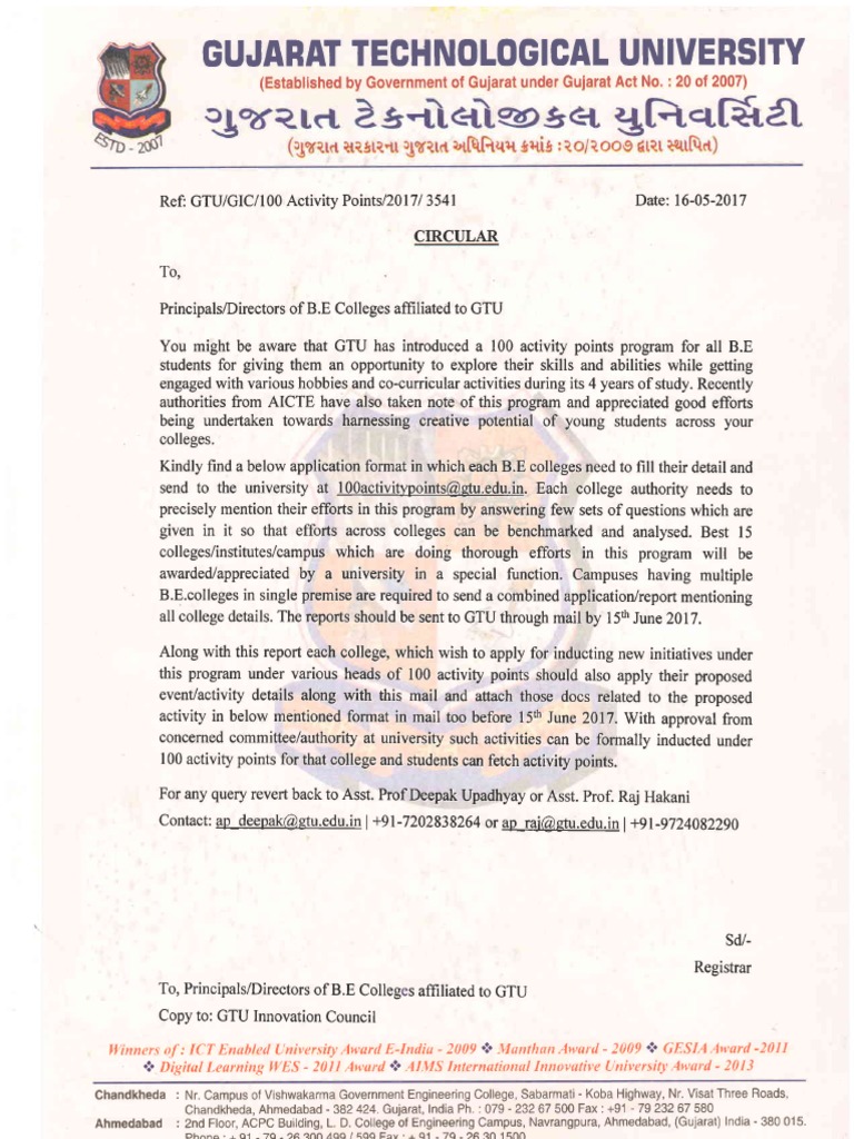 Activity Points Gtu University Pdf Business