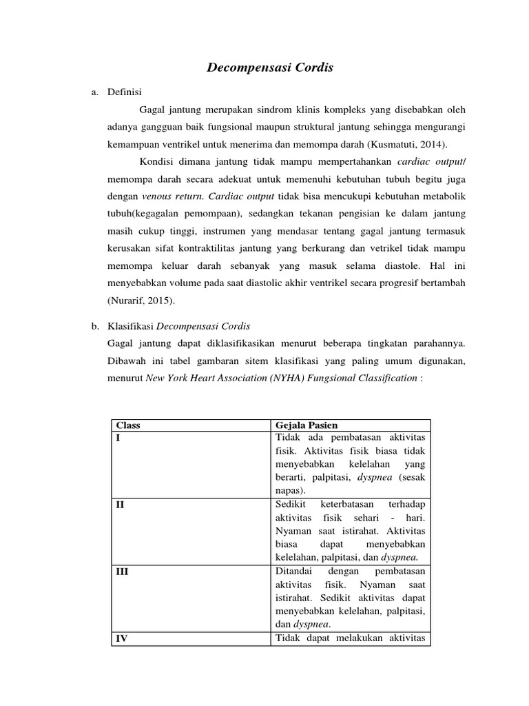 Klasifikasi dan Penanganan Decompensasi Cordis | PDF