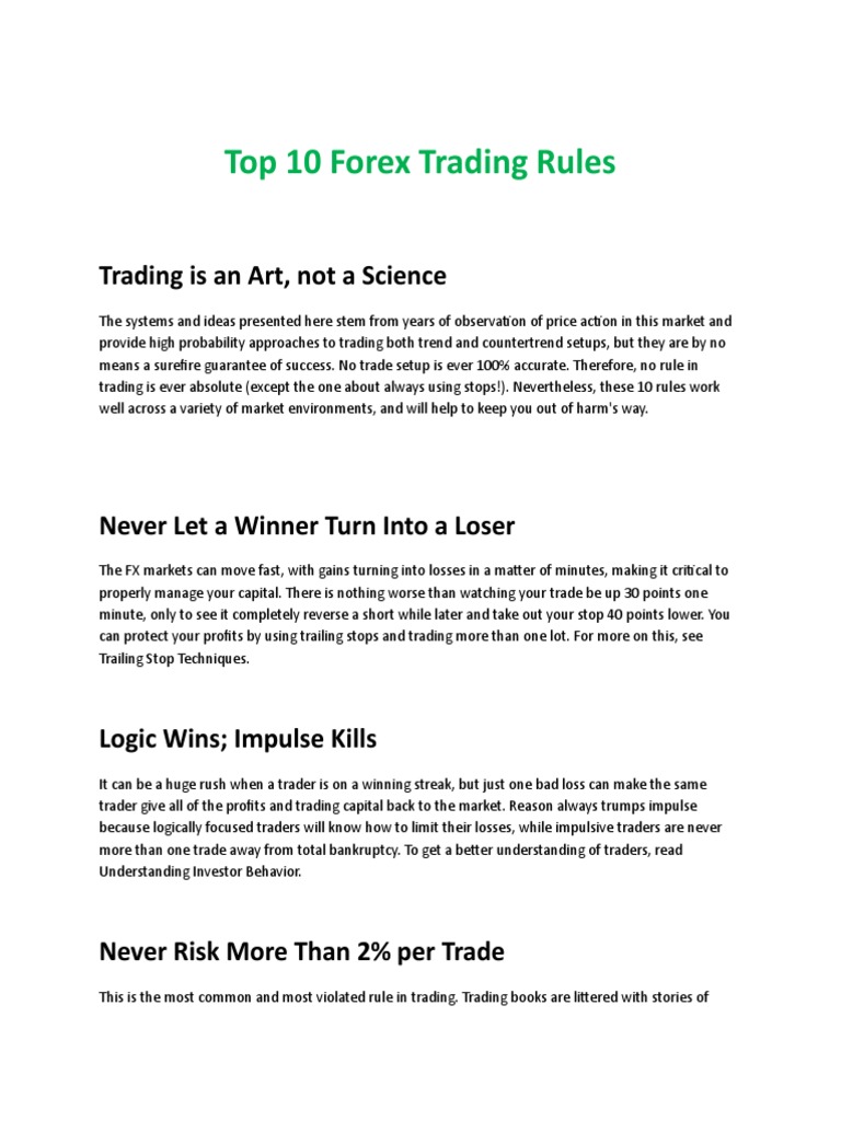 Top 10 Rules for Successful Forex Trading | PDF | Foreign Exchange ...