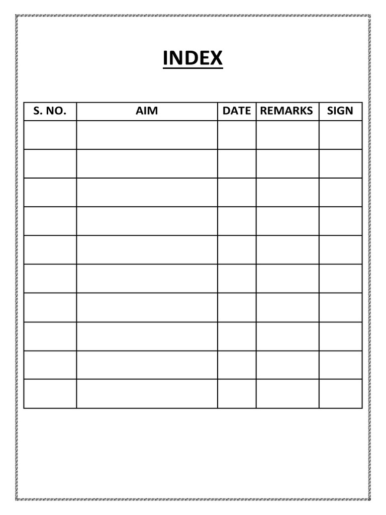 Index: S. NO. AIM Date Remarks Sign | PDF