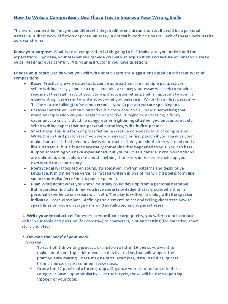 How To Write A Composition PDF | PDF | Narrative | Essays