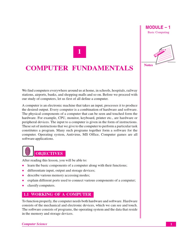 Computer Fundamentals: Module - 1 | PDF | Computer Data Storage | Random Access Memory
