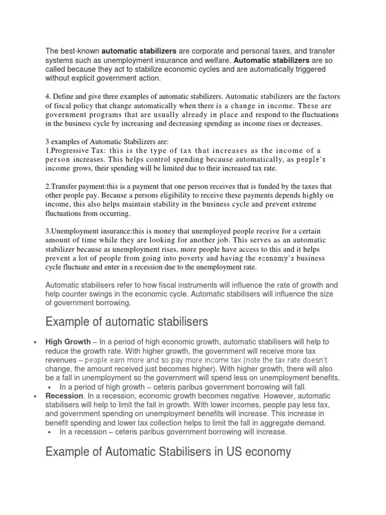 Understanding Automatic Stabilizers | PDF | Recession | Fiscal Policy