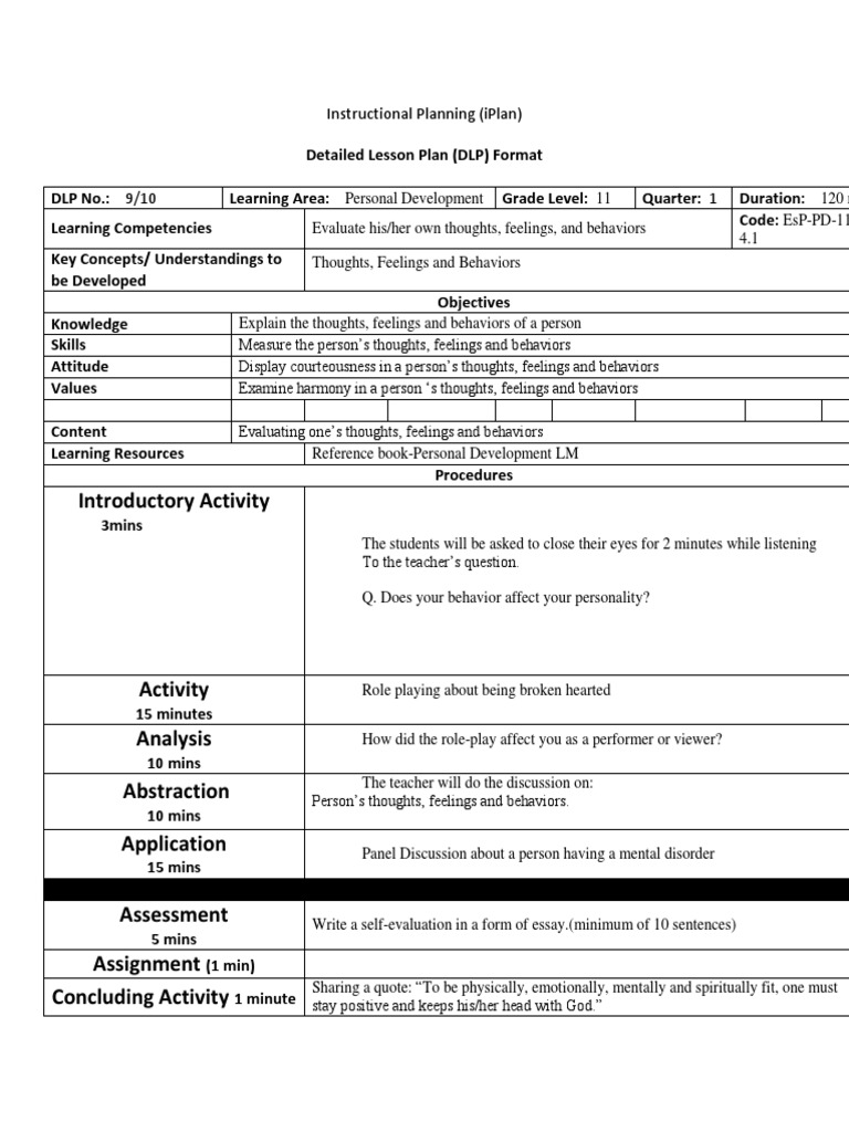 Introductory Activity: Instructional Planning (Iplan) | PDF | Lesson ...