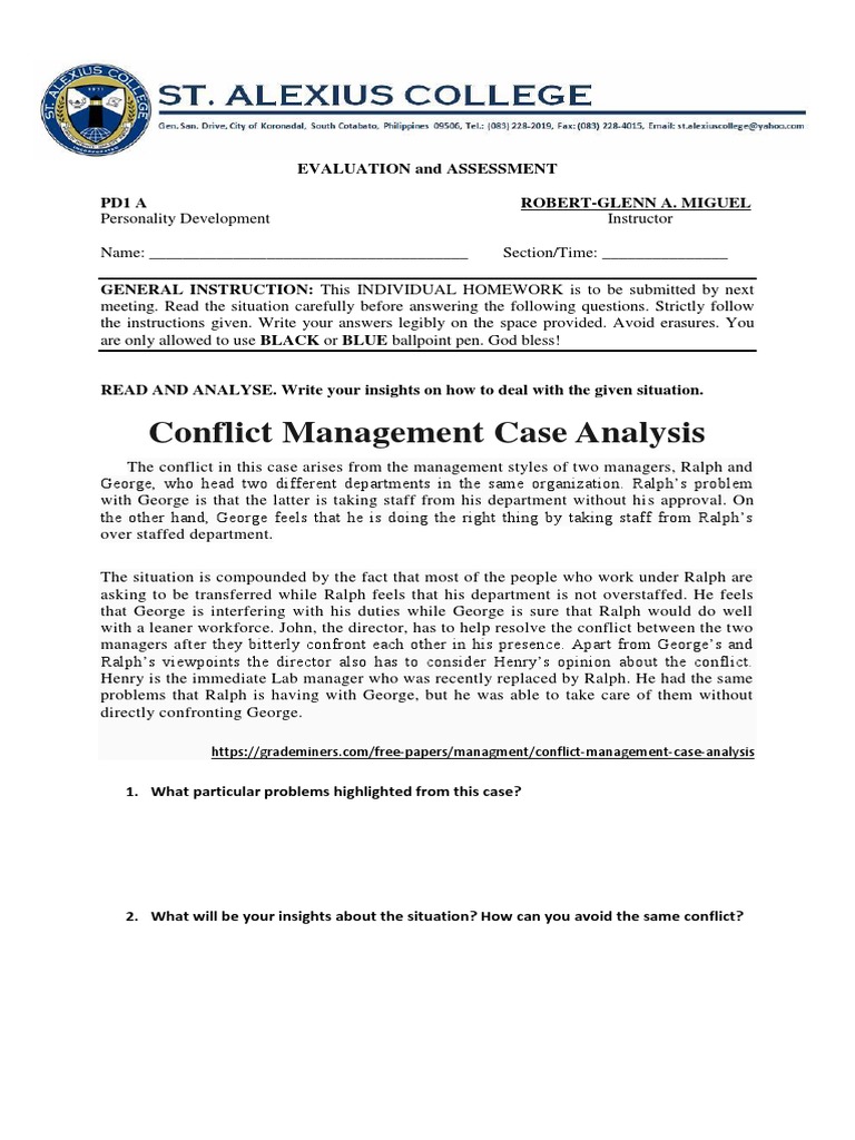 Conflict Management Case Analysis | PDF