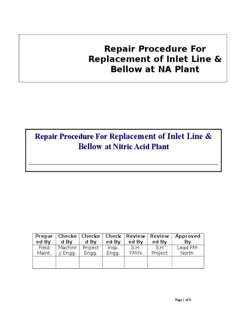 Inlet Line Replacement Procedure Guide | PDF | Pipe (Fluid Conveyance ...