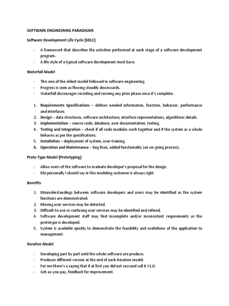 Software Engineering Paradigms Software Development Life Cycle (SDLC ...