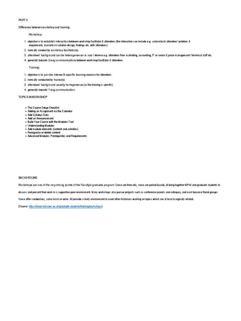 Workshop:: Difference Between Workshop and Training | PDF | Educational ...