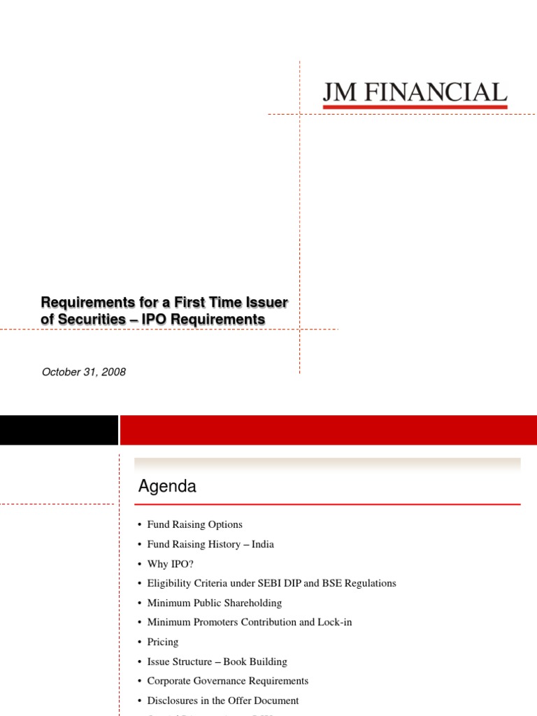 Requirements For A First Time Issuer of Securities - IPO Requirements ...