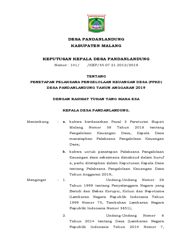 5 SK PPKD Desa Pandanlandung | PDF