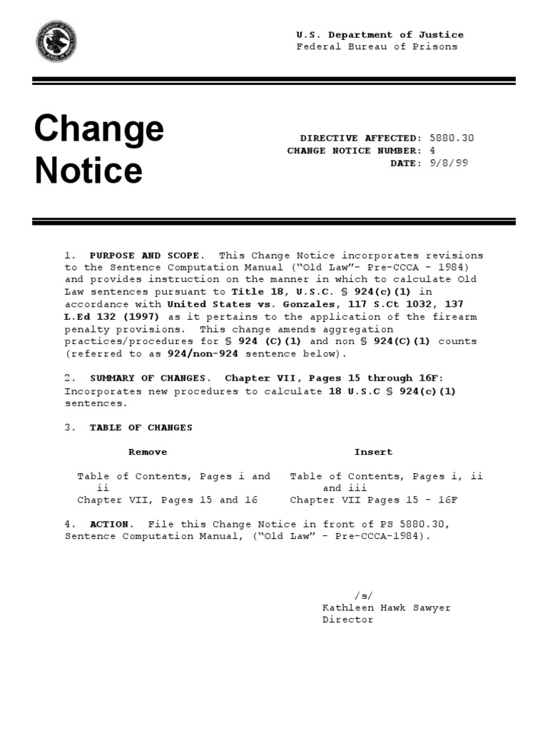 BOP Sentence Computation Manual PDF | PDF | Parole | Prison