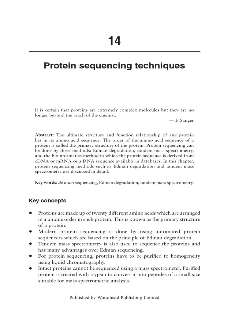 Protein Sequencing Techniques: Key Concepts | PDF | Proteolysis | Proteins