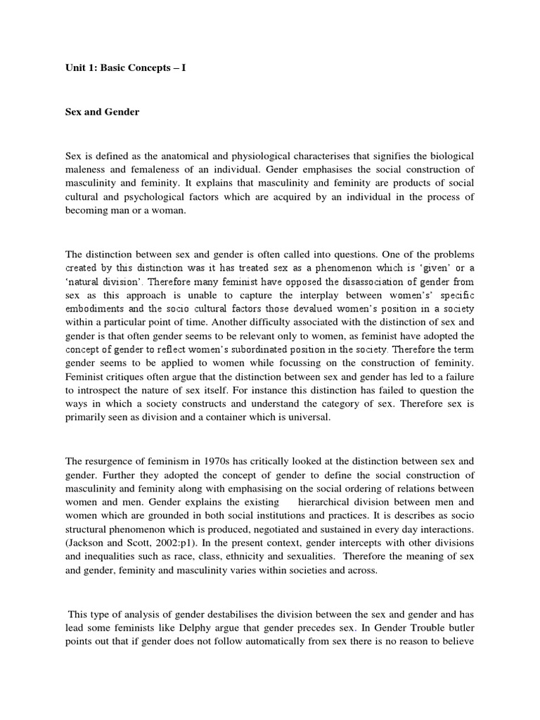 Unit 1: Basic Concepts - I | PDF | Ecofeminism | Gender