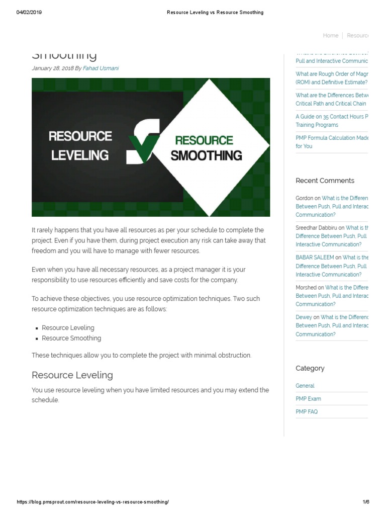 Resource Leveling Vs Resource Smoothing | PDF | Resource | Business