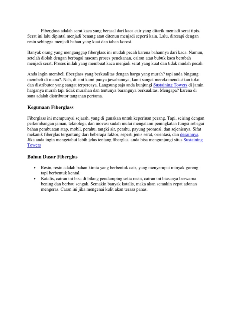 Fiberglass Adalah Serat Kaca Yang Berasal Dari Kaca Cair Yang Ditarik ...
