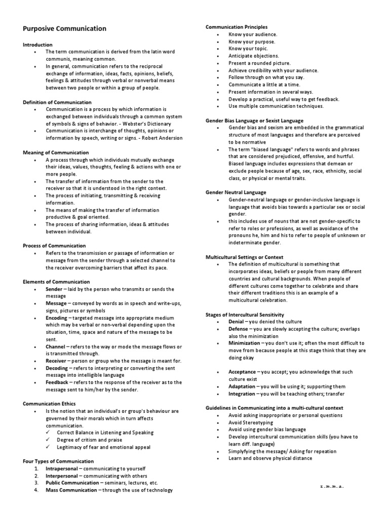 Purposive Communication Prelims | Communication | Information