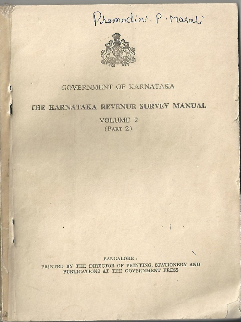 Karnataka Revenue Survey Manual Vol 2 | PDF