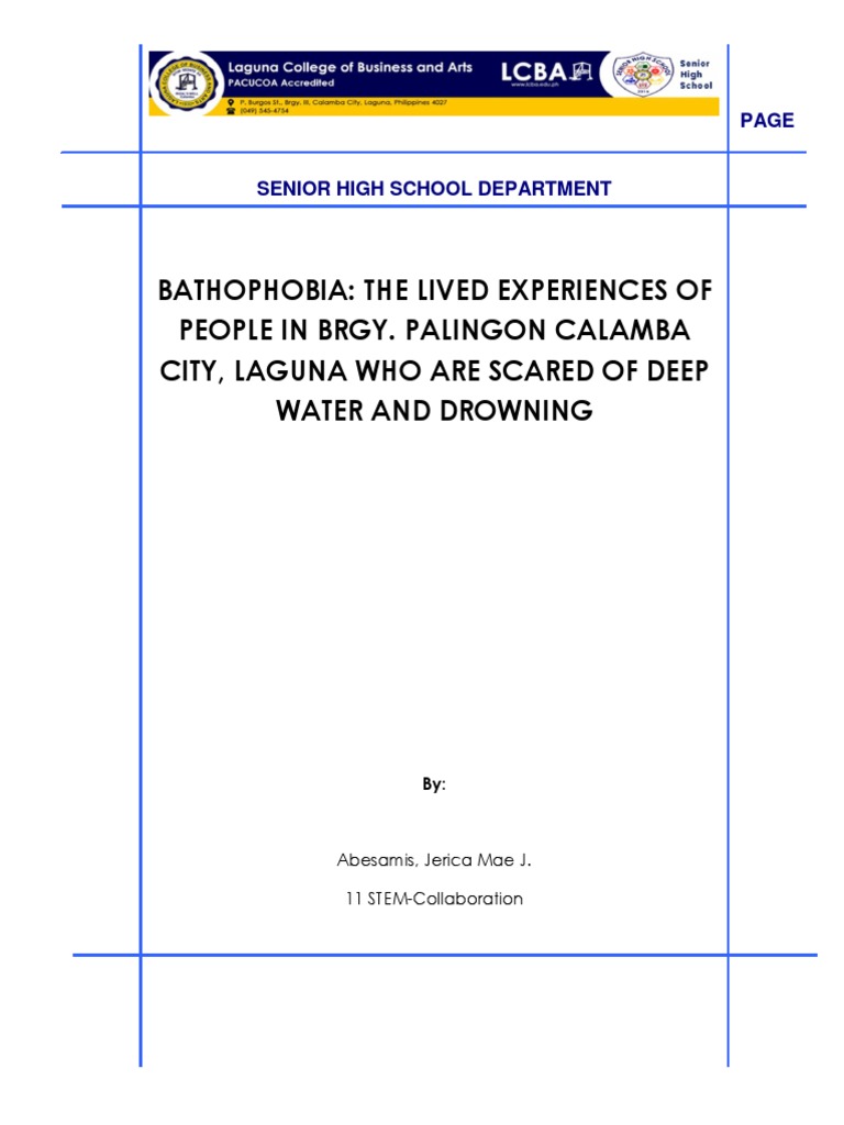 Bathophobia: The Lived Experiences of People in Brgy. Palingon Calamba ...