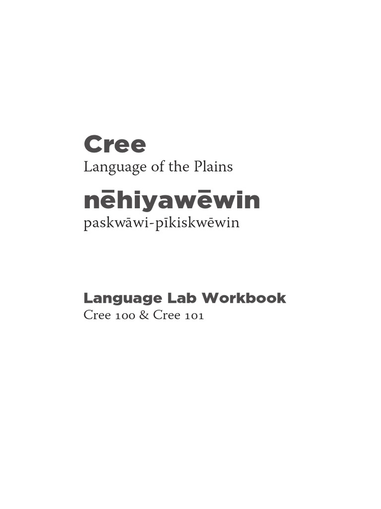 Cree Language of The Plains Workbook PDF | Download Free PDF ...