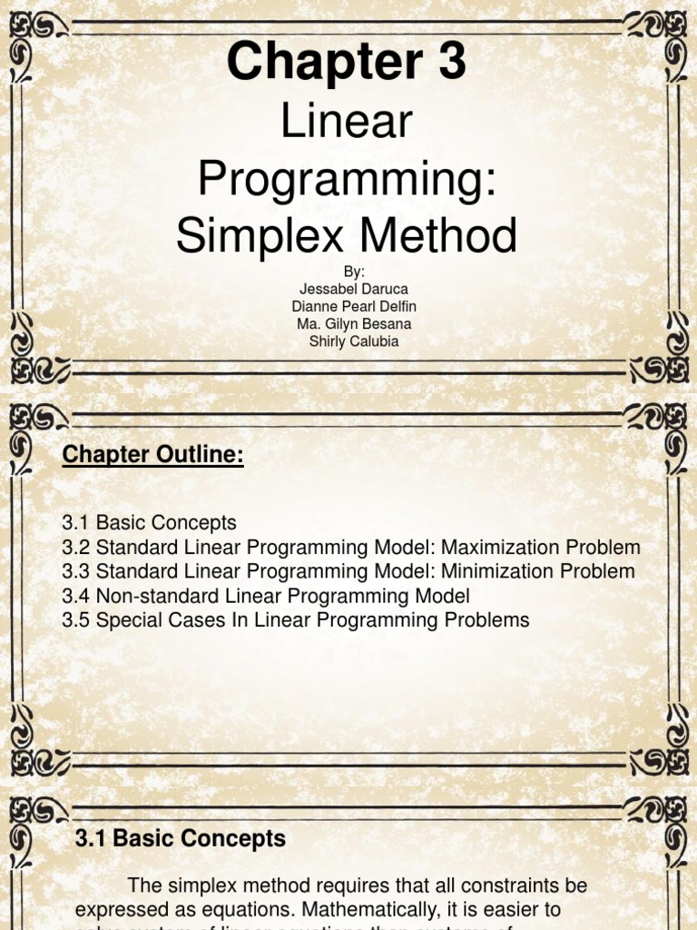 Chapter 3 Linear Programming Pdf Linear Programming Mathematical Concepts 4496
