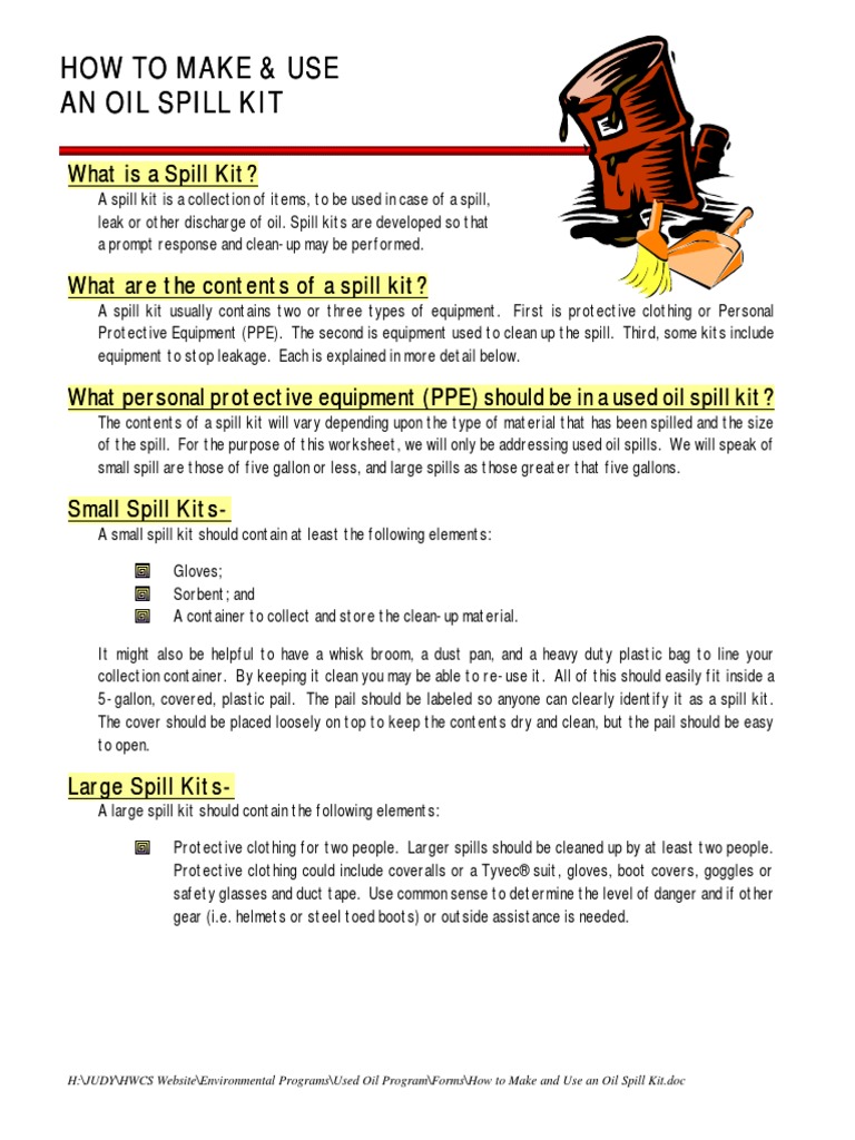 Spil Kit | PDF | Oil Spill | Personal Protective Equipment