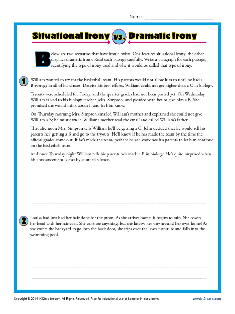 Situational Vs Dramatic Irony 2 | PDF | Irony