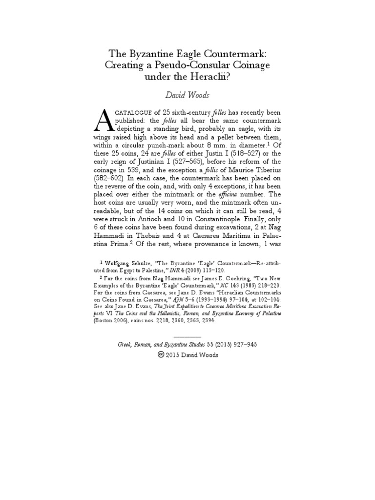 The Byzantine Eagle Countermark: Creating A Pseudo-Consular Coinage ...