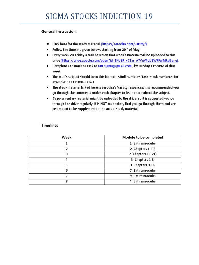 Sigma Stocks Induction | PDF
