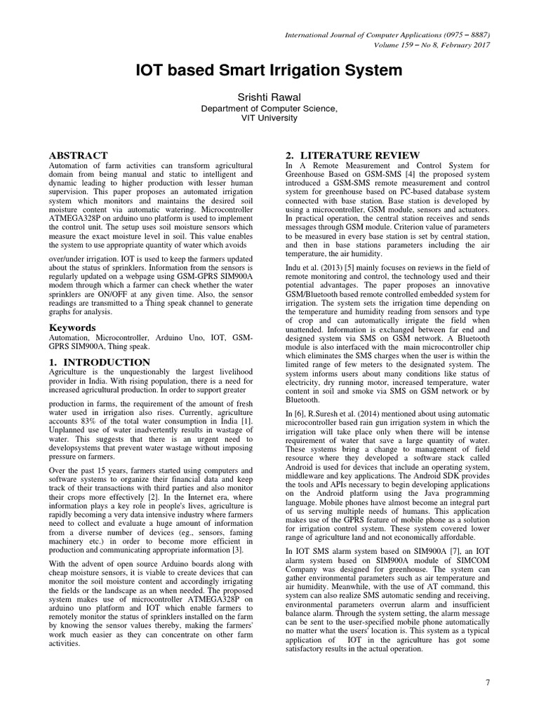 IOT Based Smart Irrigation System: 2. Literature Review | Download Free ...