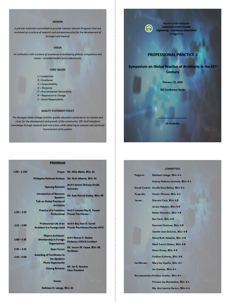 Symposium Program and Invitation | Download Free PDF | Architect