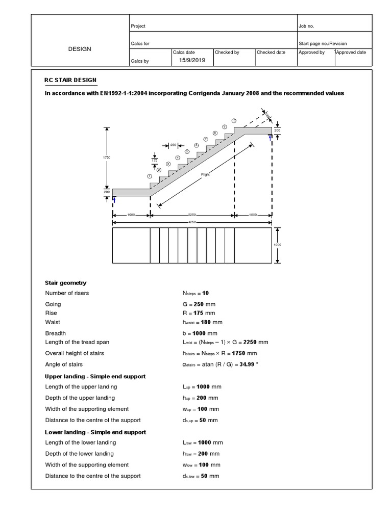 RC Stair Design (EN1992) | PDF | Stairs | Young's Modulus